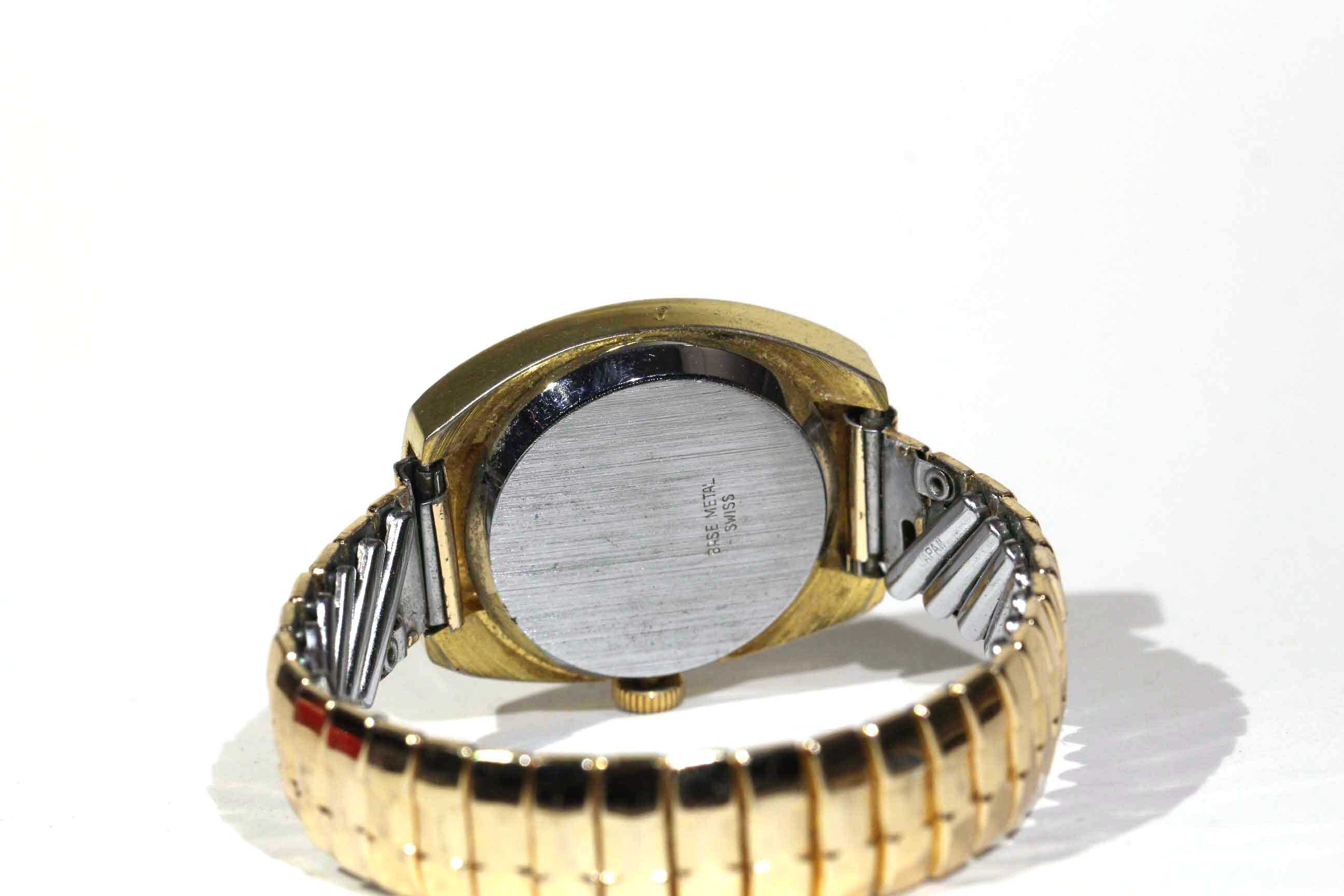 Vintage MARCEL Brushed Gold Metal Swiss Unusual Tank Modernist Round ...