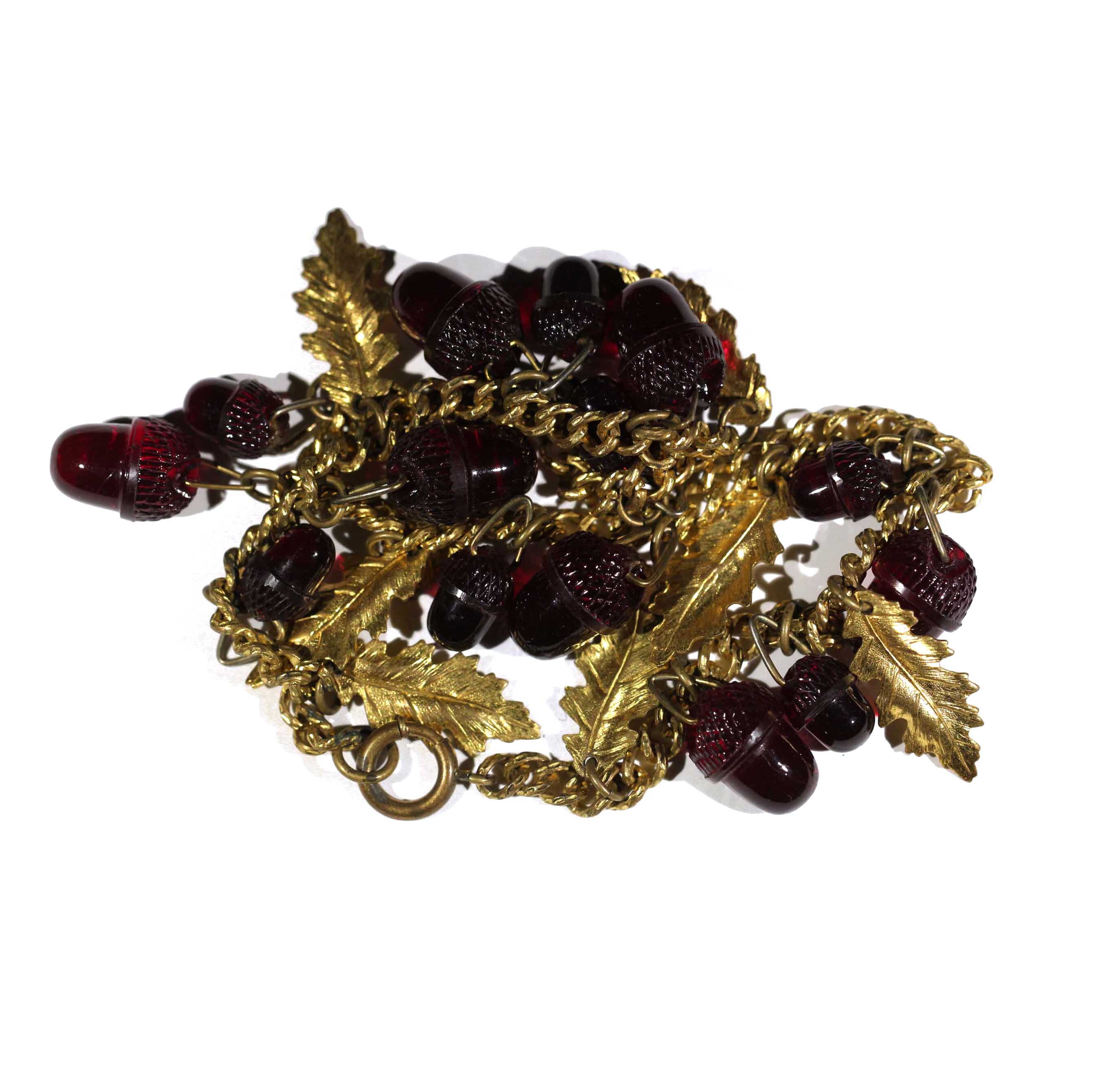 Antique Cherry Red Bakelite Style 14 Acorns and Brass or Gold Filled ...
