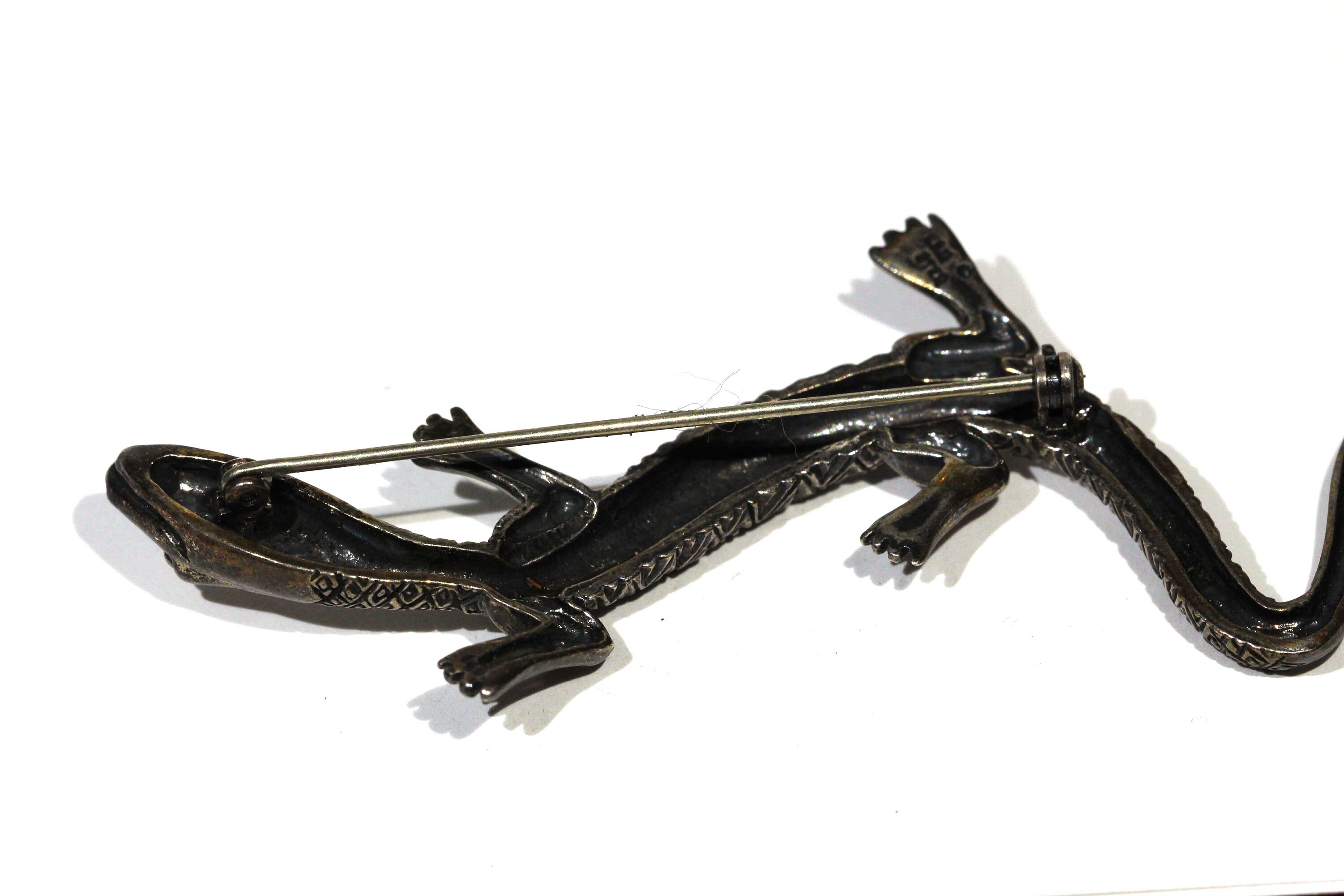 Vintage Sterling Large Salamander Dragon Style Geometric Body Pattern ...