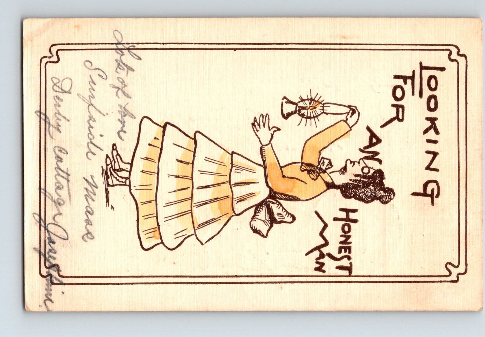 Vintage 1905 Looking for an Honest Man Artist Illustration Art Nouveau ...