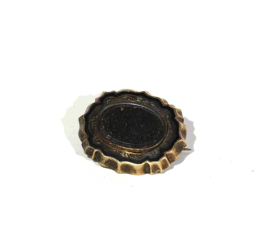 Victorian 10k Yellow Gold Black Enamel Funeral Mourning Memento Mori ...