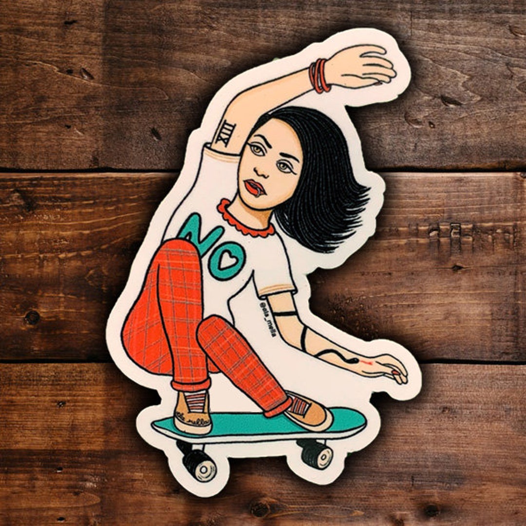 Lady Skateboard Sticker - Etsy