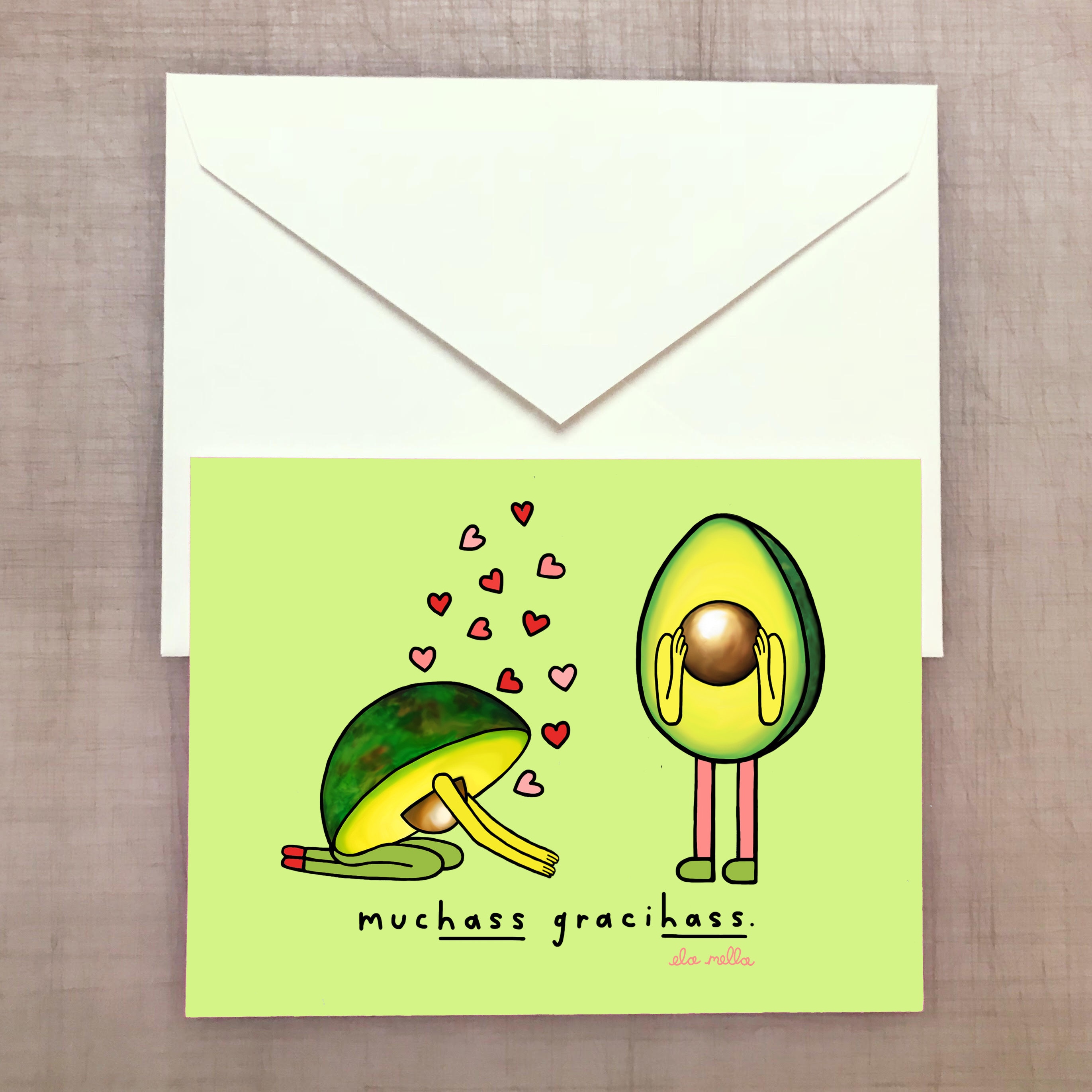 Muchass Gracihass - Avocado Thank You Greeting Card - Etsy