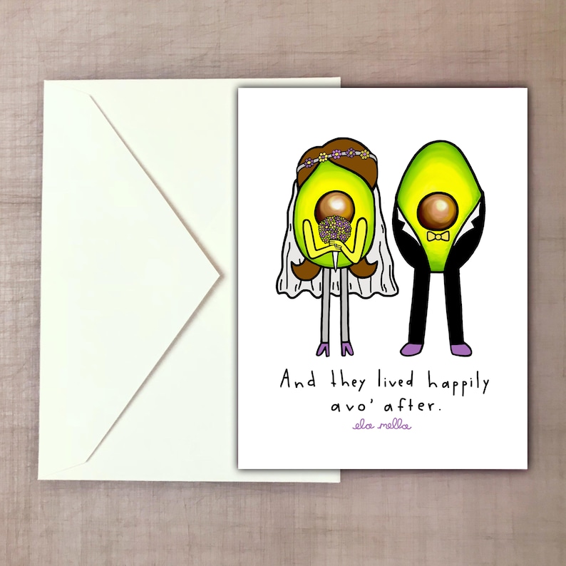 Happily Avo' After - Avocado Wedding Card - Etsy
