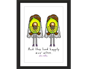 Happily Avo' After Avocado Art Print | Etsy