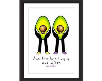 Happily Avo' After Avocado Art Print | Etsy