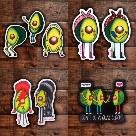 Avocado Sticker Variety Pack 5 Stickers | Etsy