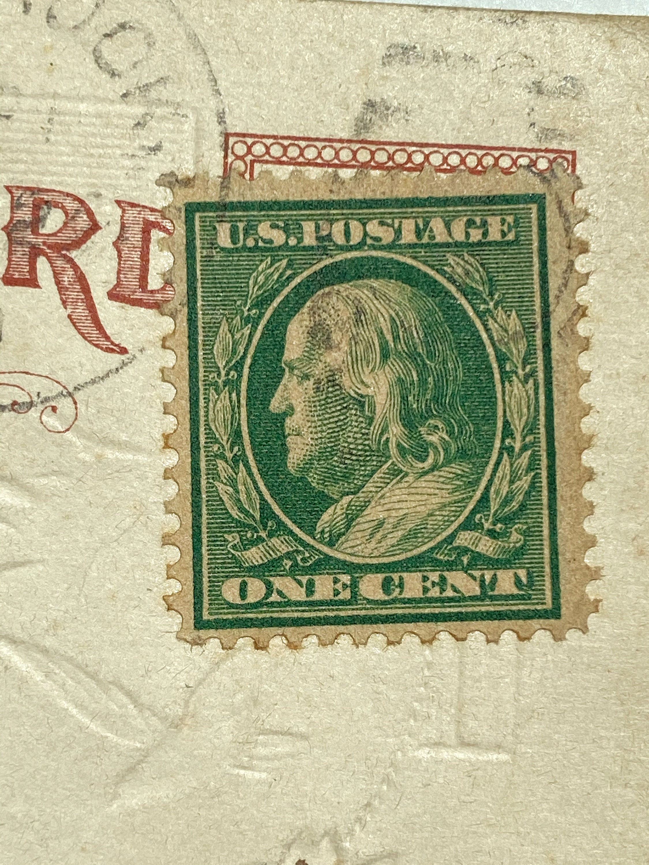 1909 Easter Postcard With Benjamin Franklin One Cent Stamp - Etsy