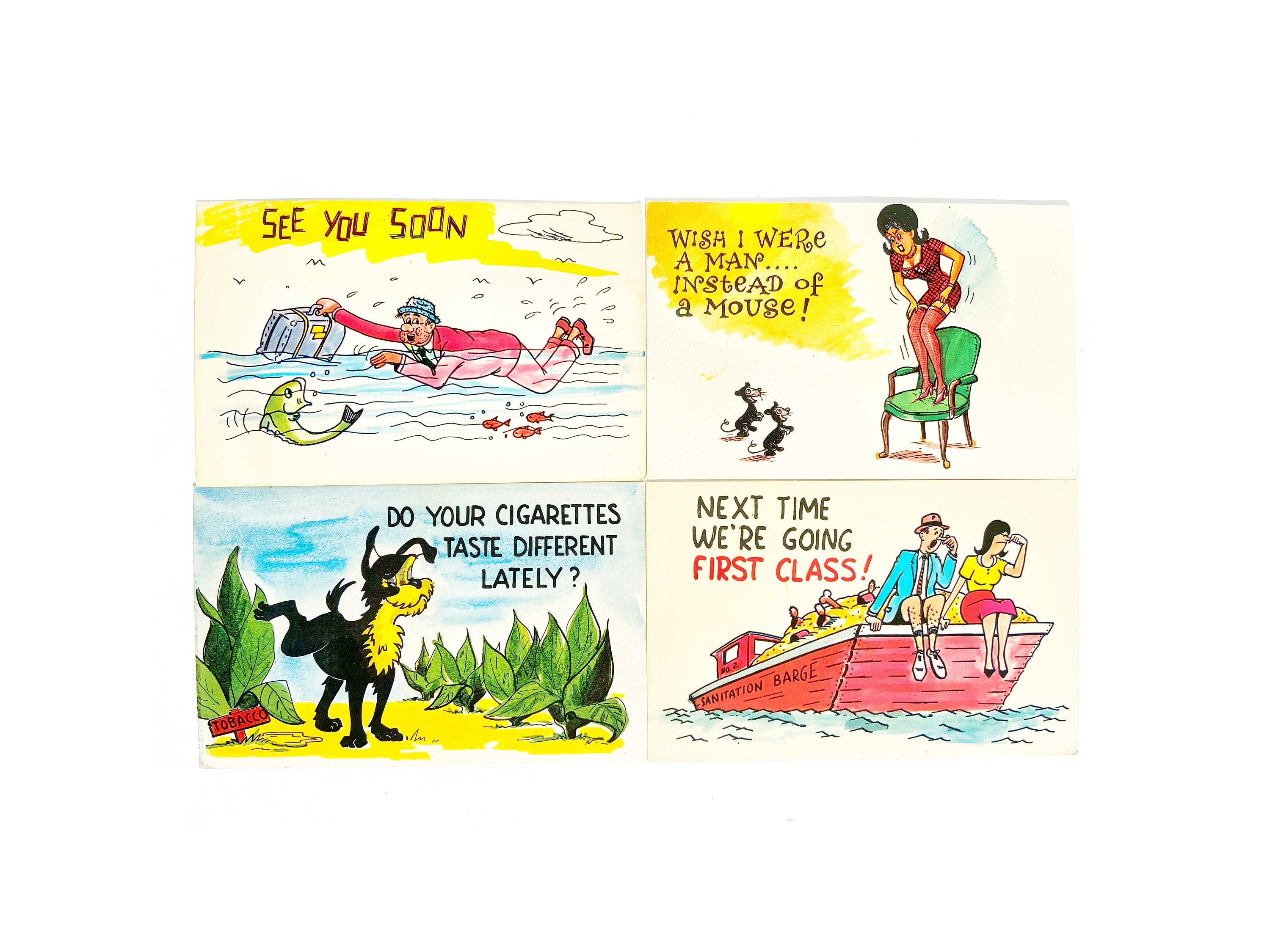 RARE Vintage Cartoon Adult Humor Postcards Set of 4 - Etsy