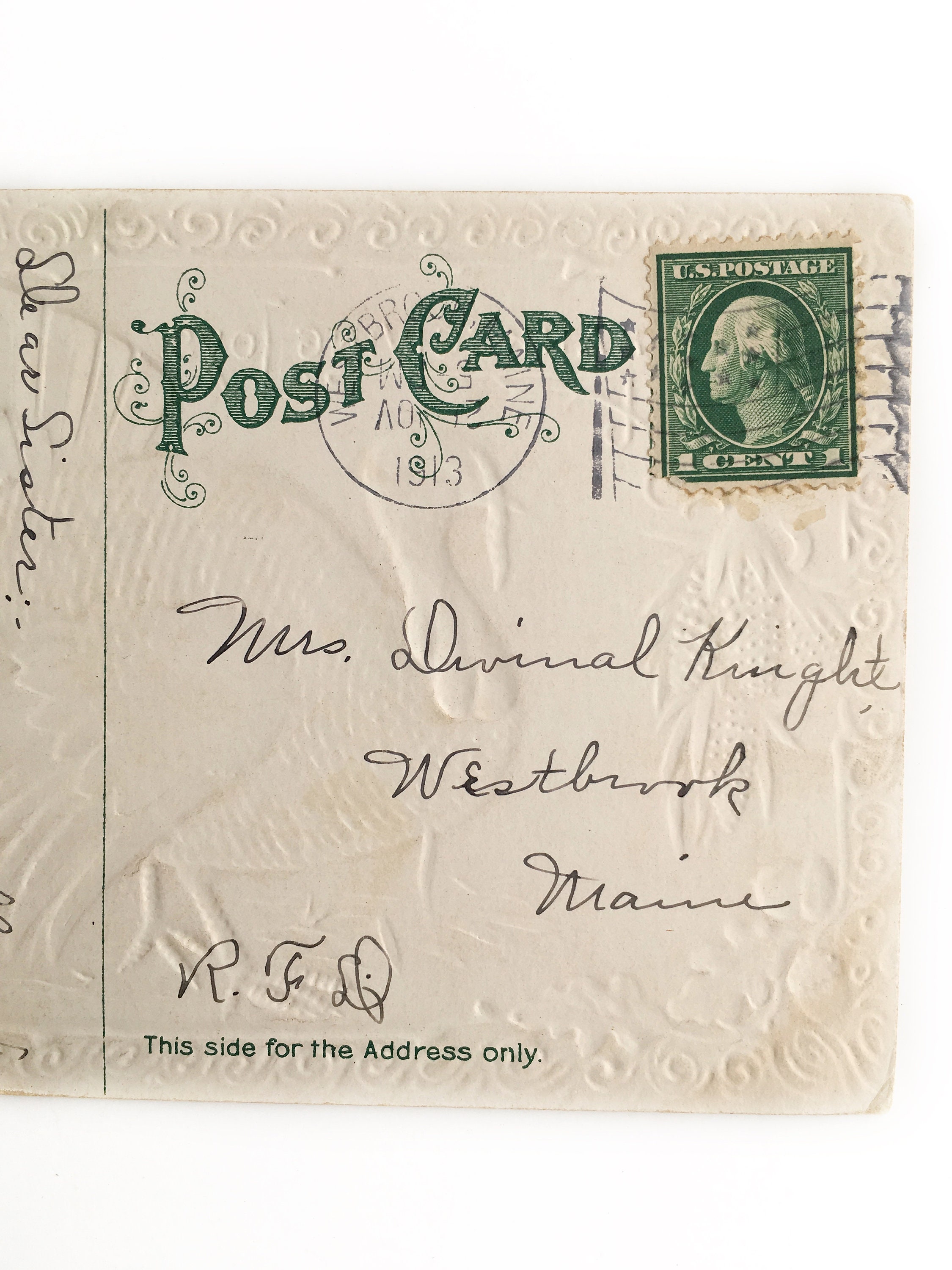 Rare George Washington One Cent Stamp, 1912 Embossed Thanksgiving ...