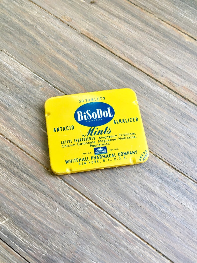 Vintage Tin Bisodol Mints Whitehall Pharmacal Co Alkalizer Mints Empty ...