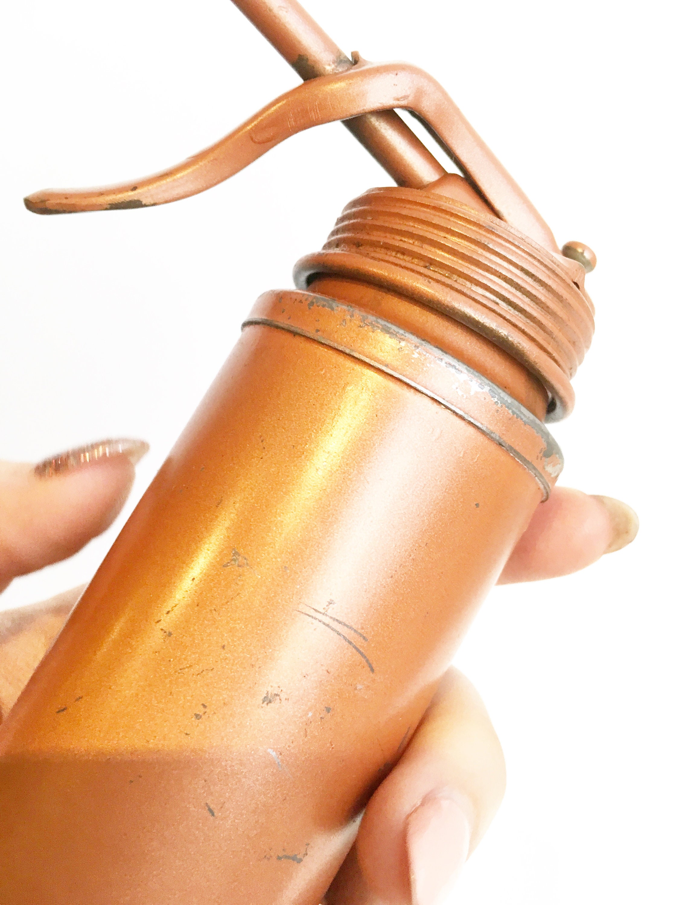 Vintage Orange Oil Can rustic Pitcher, Small Vintage Pump Oiler Made in ...