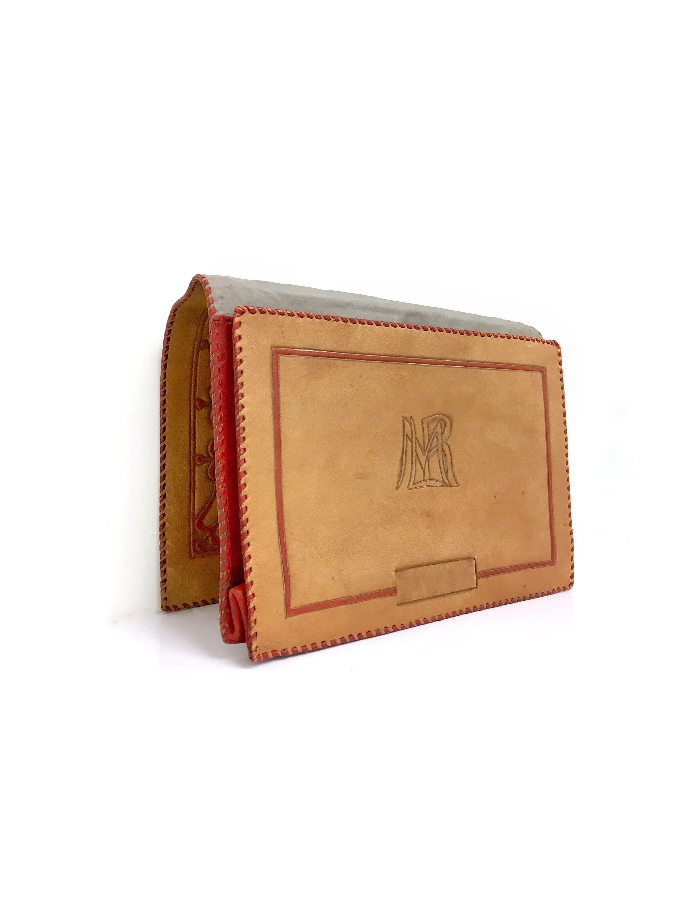 Vintage German Tan Leather Case MLR Monogram Messenger Bag - Etsy