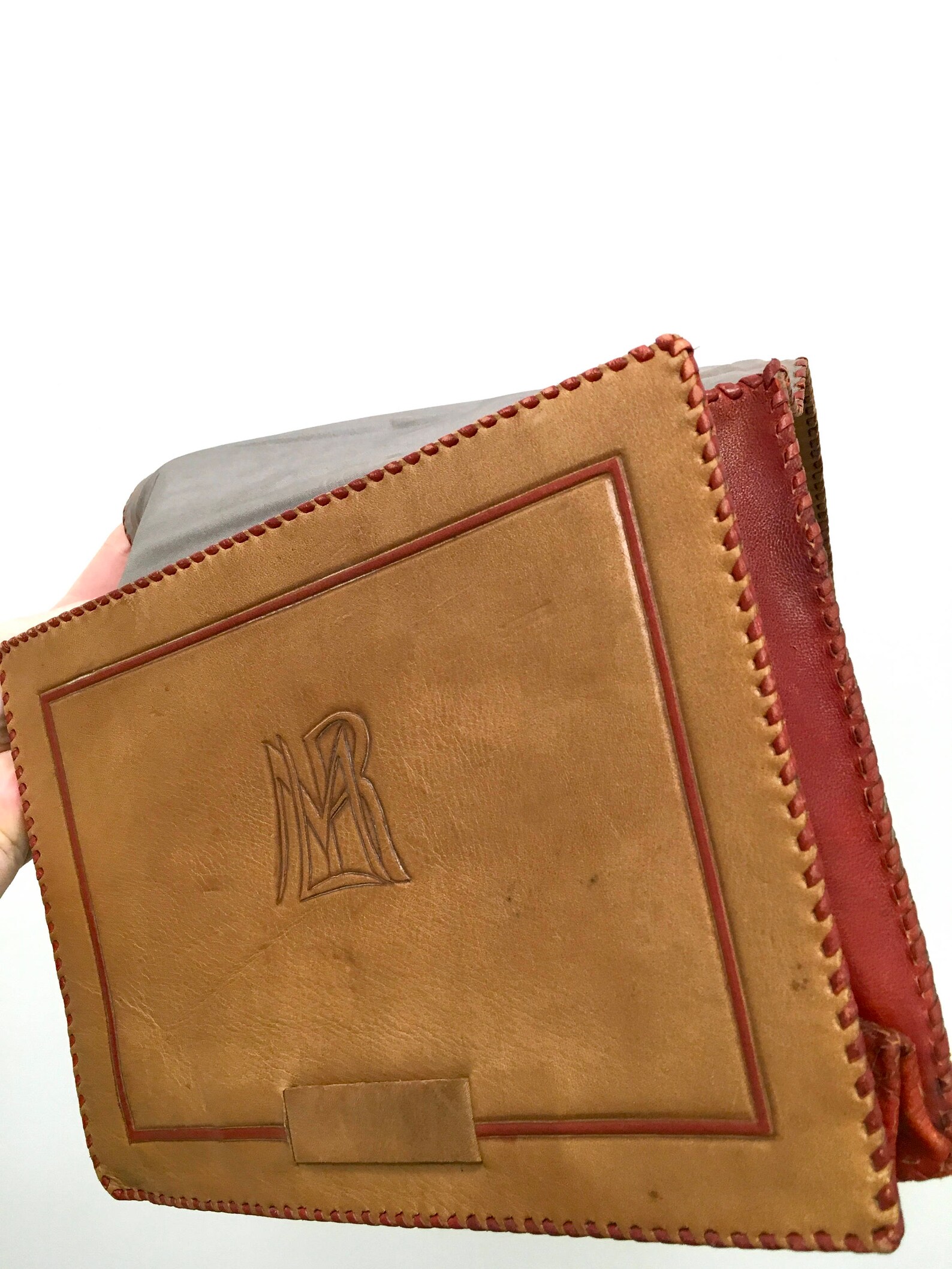 Vintage German Tan Leather Case MLR Monogram Messenger Bag - Etsy