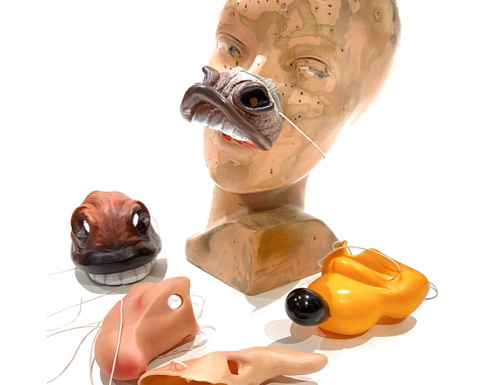 1980s Vintage Cesar Rubber Animal Nose Masks, Cesar Witch Nose Mask ...