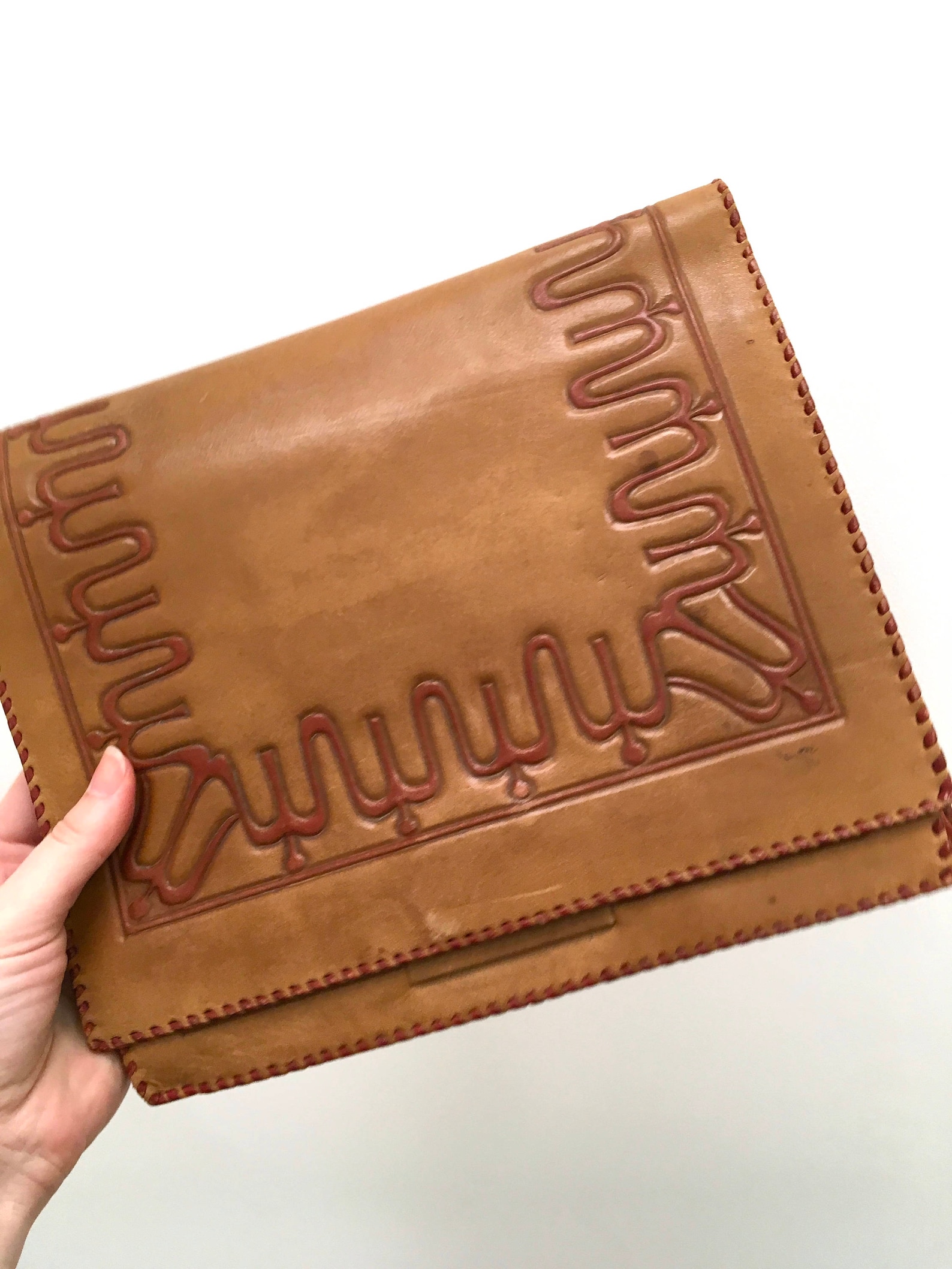 Vintage German Tan Leather Case MLR Monogram Messenger Bag - Etsy