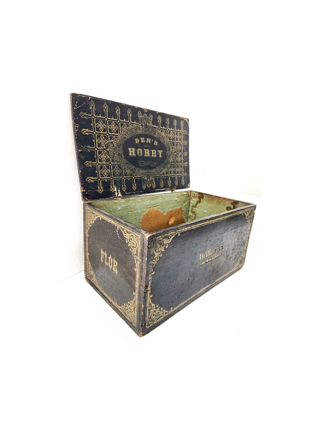 Vintage Wooden Cigar Box- Brilliantes Cigars, Man Box, Watch Box ...