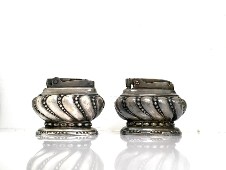 Set of 2 Ronson Crown Table Lighters Art Metal Works 1940s & Newark N.J ...