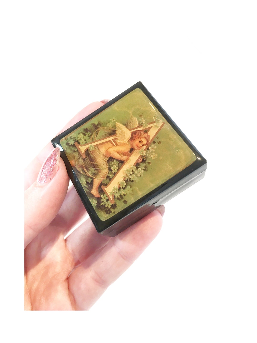 Vintage Celluloid Lidded Small Box Pill Letter A W/ an Angel - Etsy