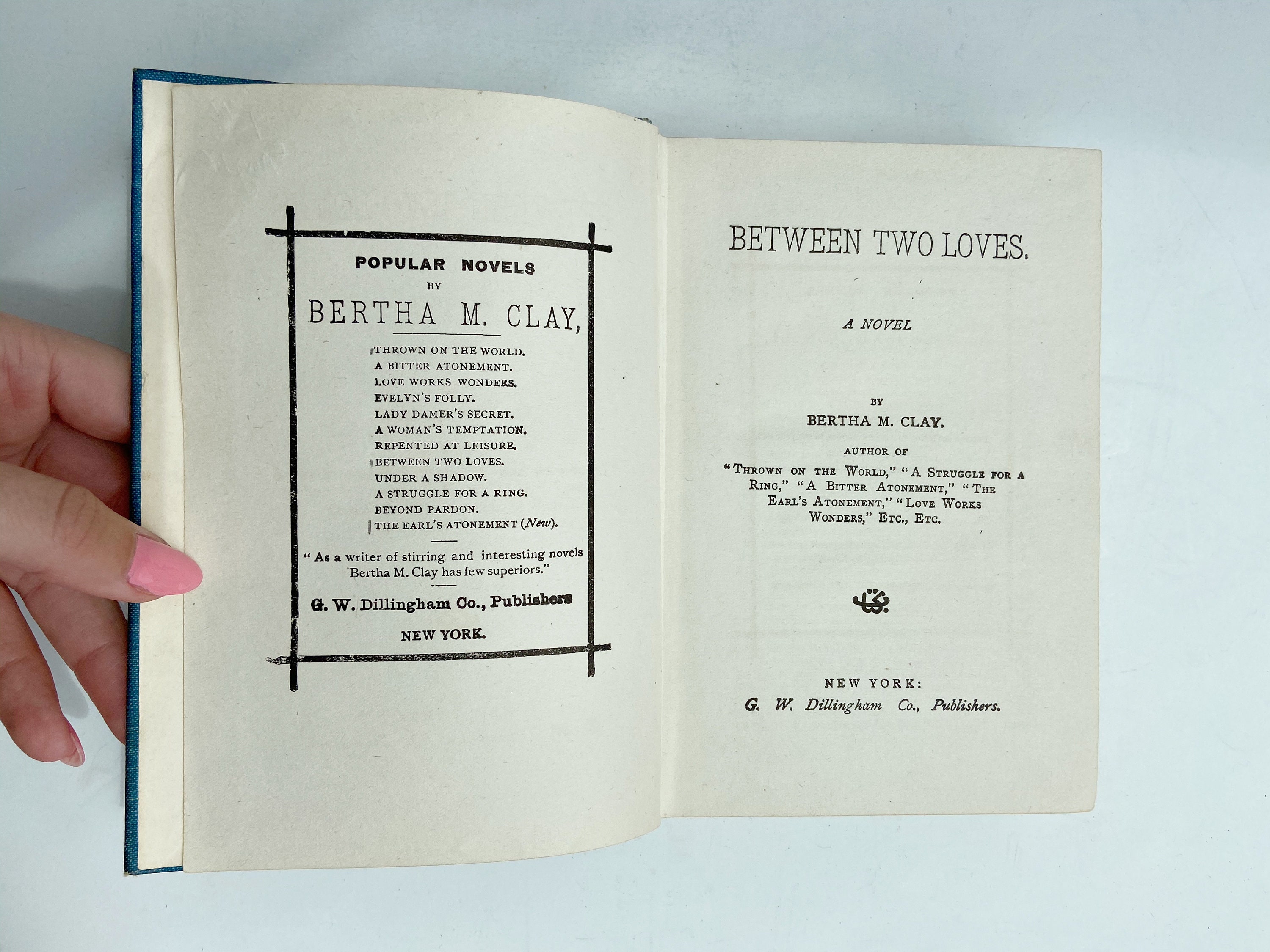 Between Two Loves Book by Bertha M Clay 1892, Charlotte Mary Brame ...