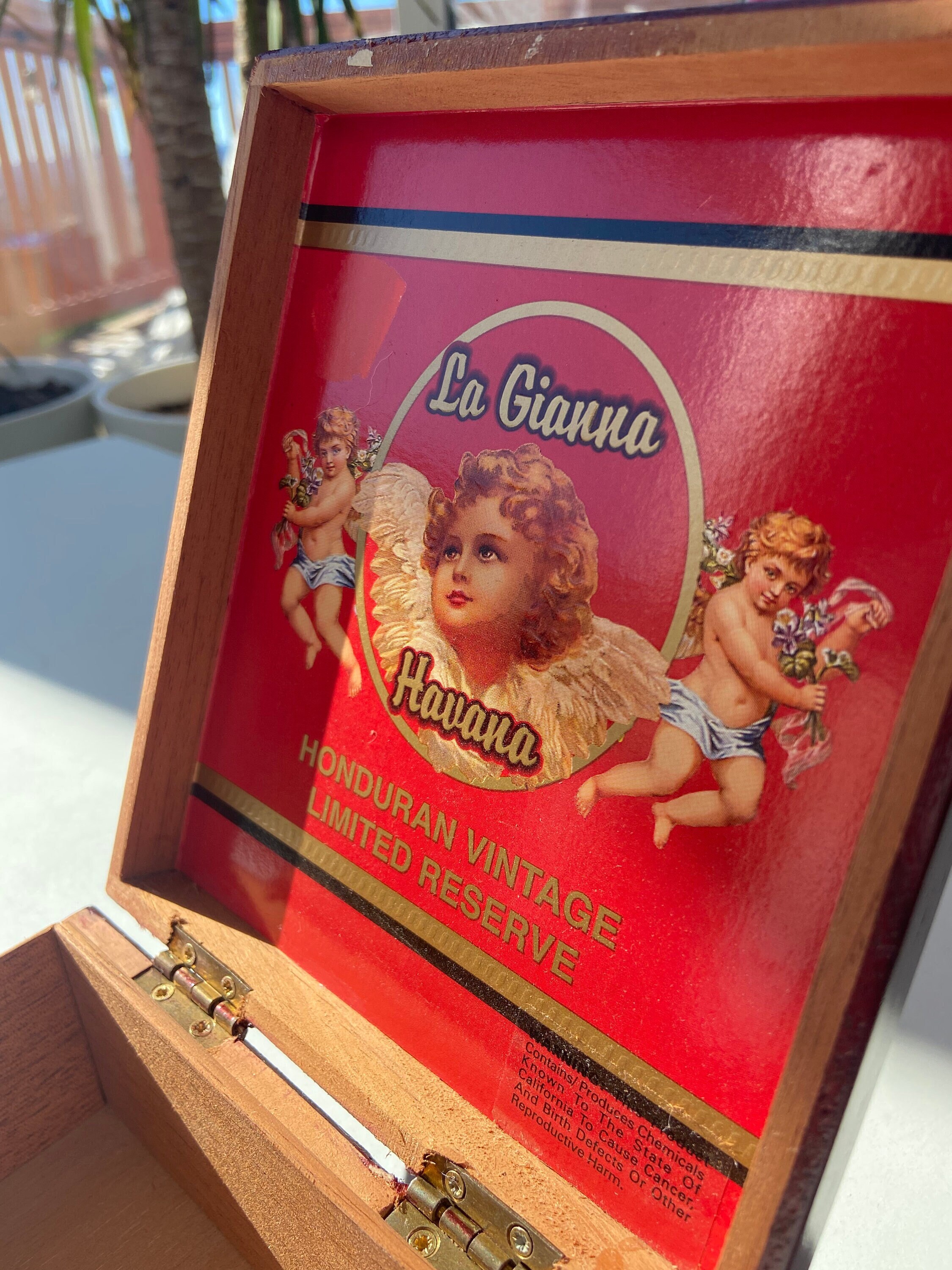 Vintage Wood Cigar Box- La Gianna Red Cigar Box, Jewelry Box, Stash Box ...