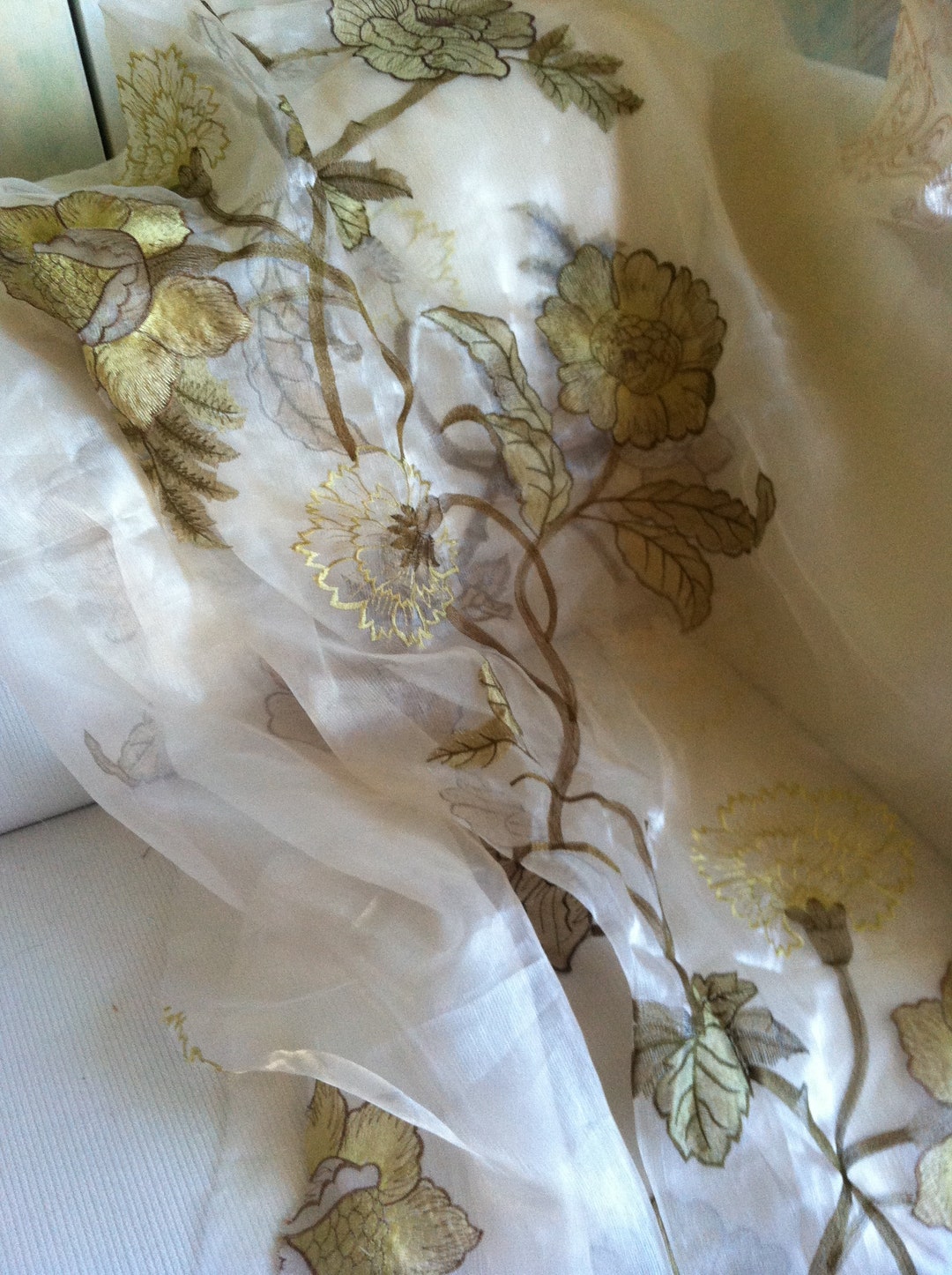 Sheer Embroidery 110" Window Curtains - Etsy