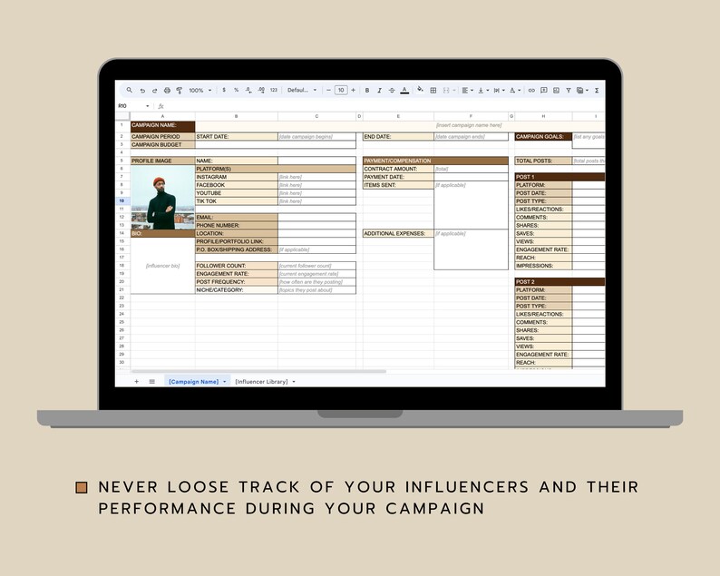 Influencer Campaign Bundle | Tracker, Template & Checklist | Digital ...
