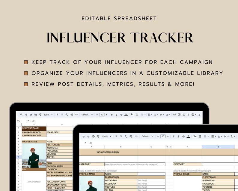 Influencer Campaign Bundle | Tracker, Template & Checklist | Digital ...