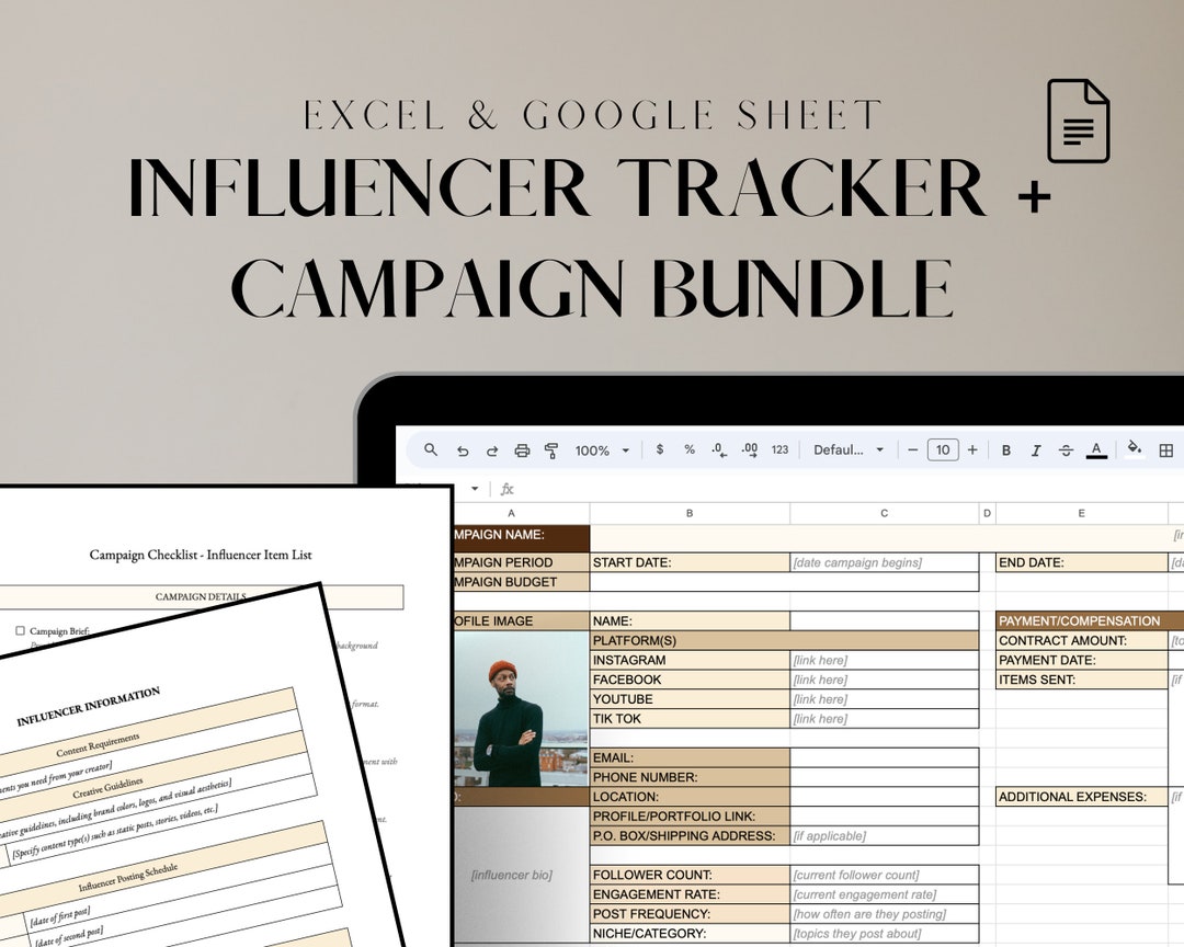 Influencer Campaign Bundle | Tracker, Template & Checklist | Digital ...