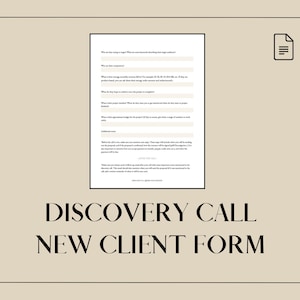 Discovery Call - New Client Form - Virtual Call Template - Etsy
