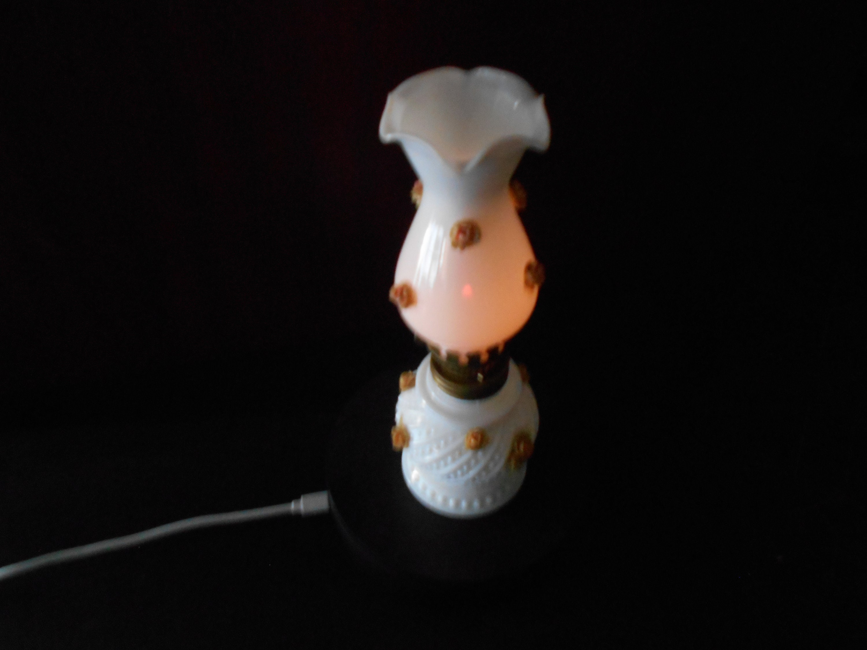 1 Vintage Opaline Oil Lamp With Flower Decoration in Relief. - Etsy