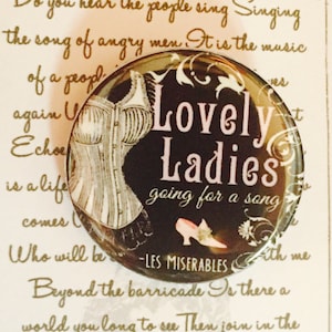 Les Miserables, Lovely Ladies Inspired Pin, Button, Victor Hugo - Etsy