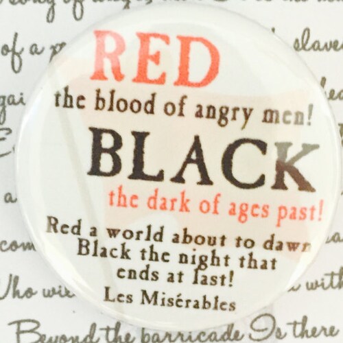 Les Miserables Red and Black Inspired Pin Pinback Button - Etsy