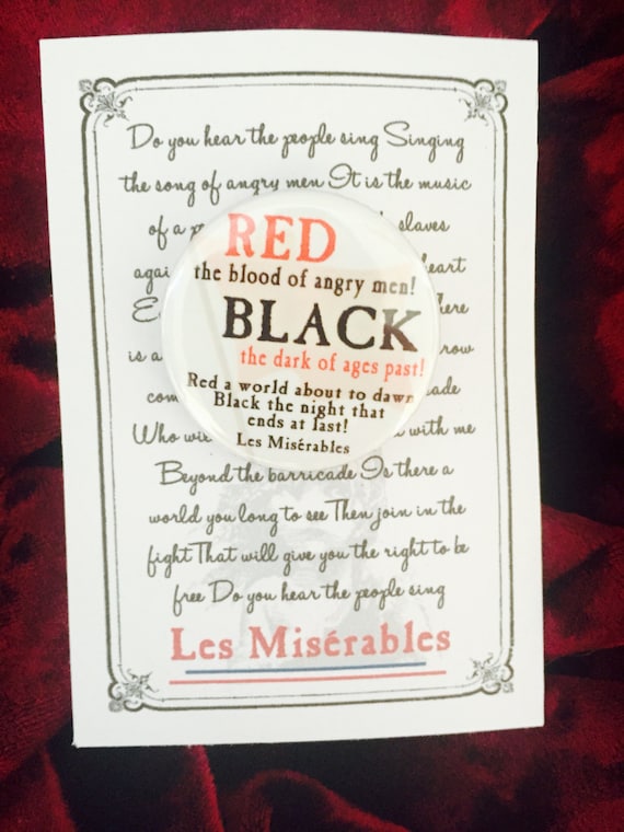 Les Miserables Red and Black Inspired Pin Pinback Button | Etsy