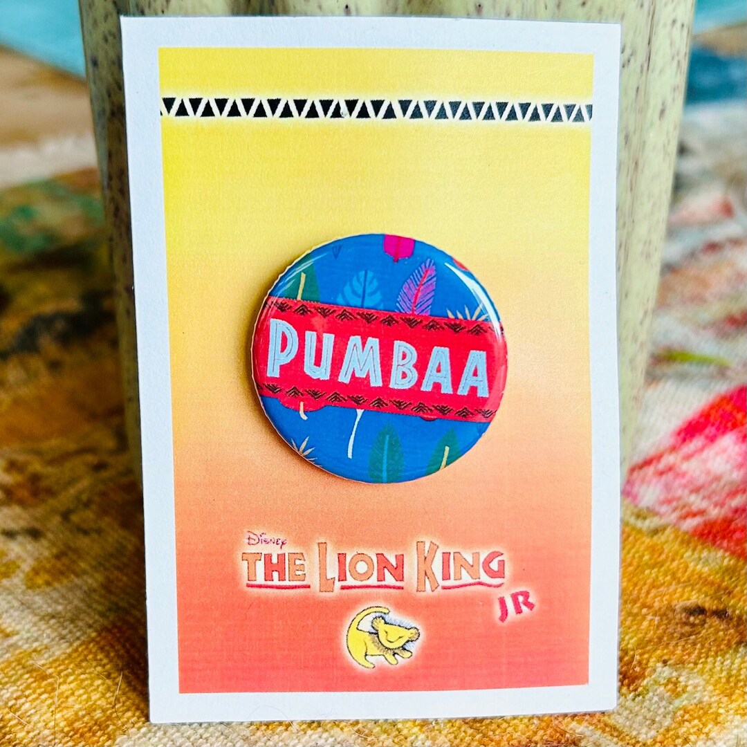 Lion King Jr, Lion King Kids, Pumbaa Inspired Pin, Pinback, Badge ...