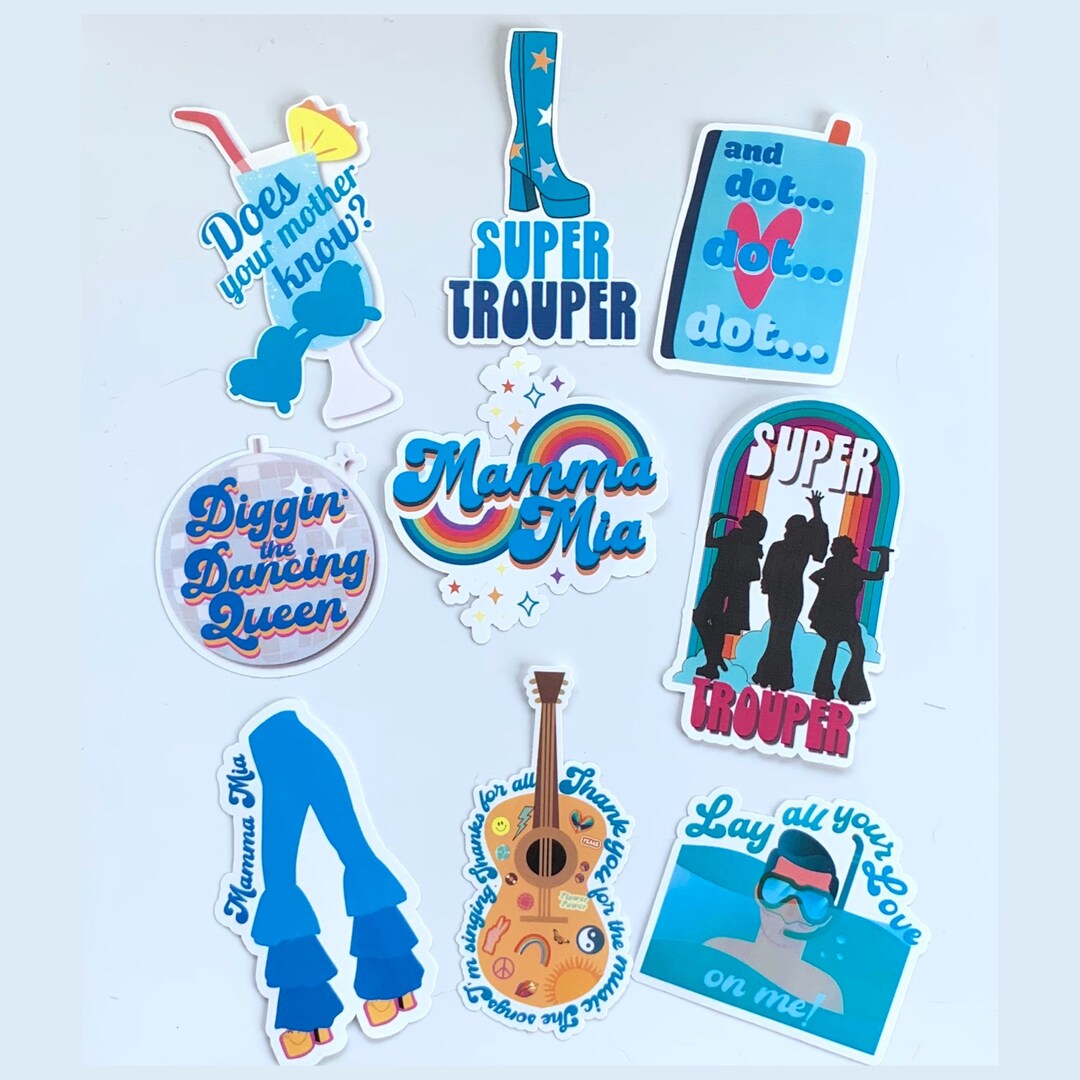 Mamma Mia Musical Inspired Sticker Pack, Vinyl Decals, Laptop, Water ...