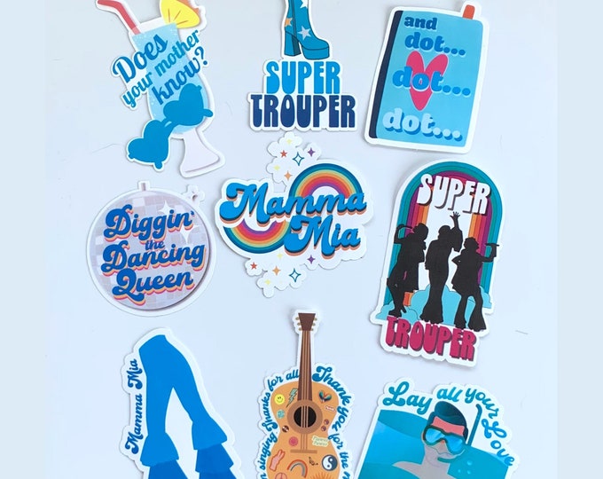 Mamma Mia Musical Inspired Sticker Pack, Vinyl Decals, Laptop, Water ...