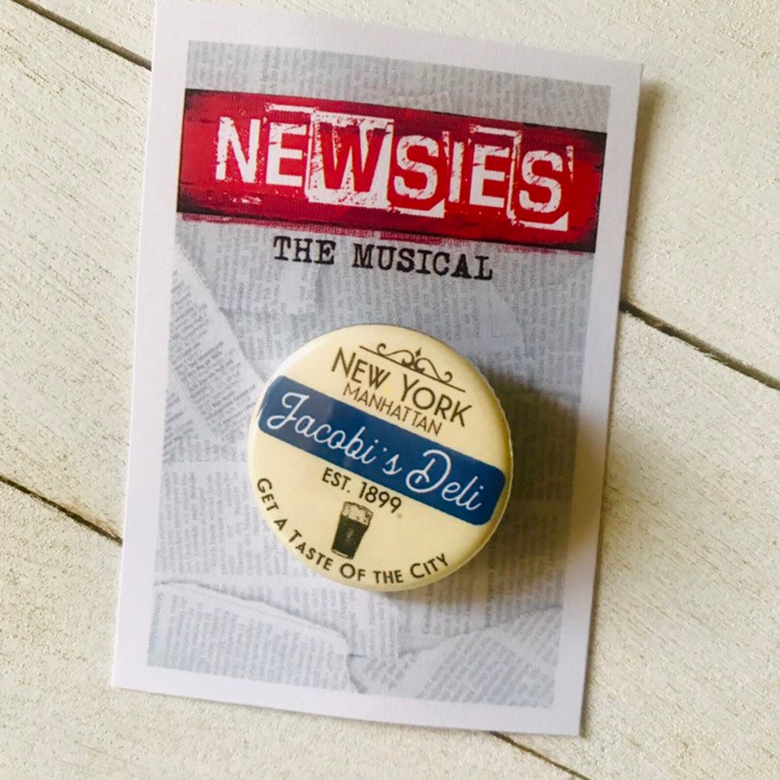 NEWSIES Jacobi's Deli Inspired Pinback, Button, Badge, Magnet Musical ...