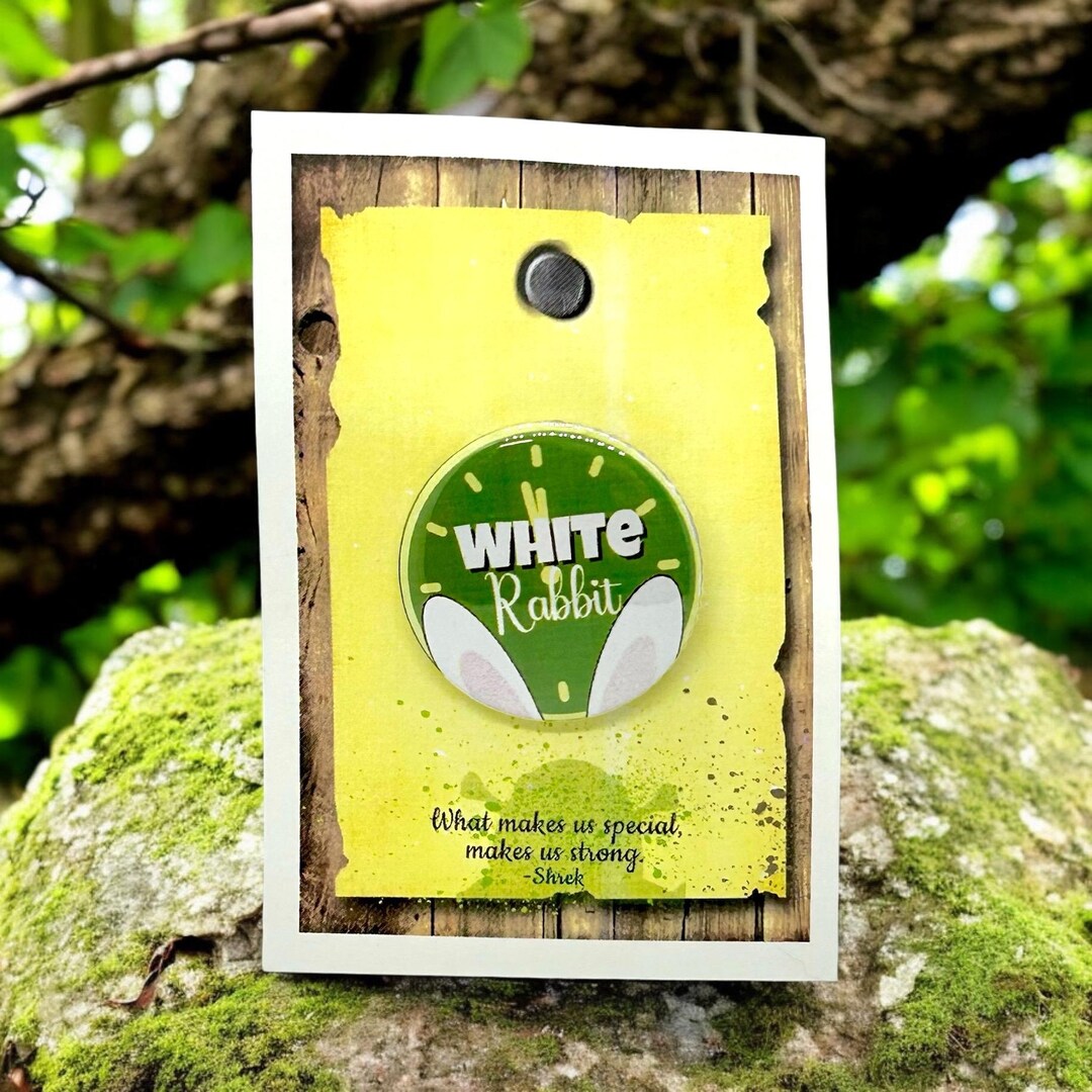 SHREK Musical Inspired White Rabbit Pin, Pinback, Magnet, Pinback ...