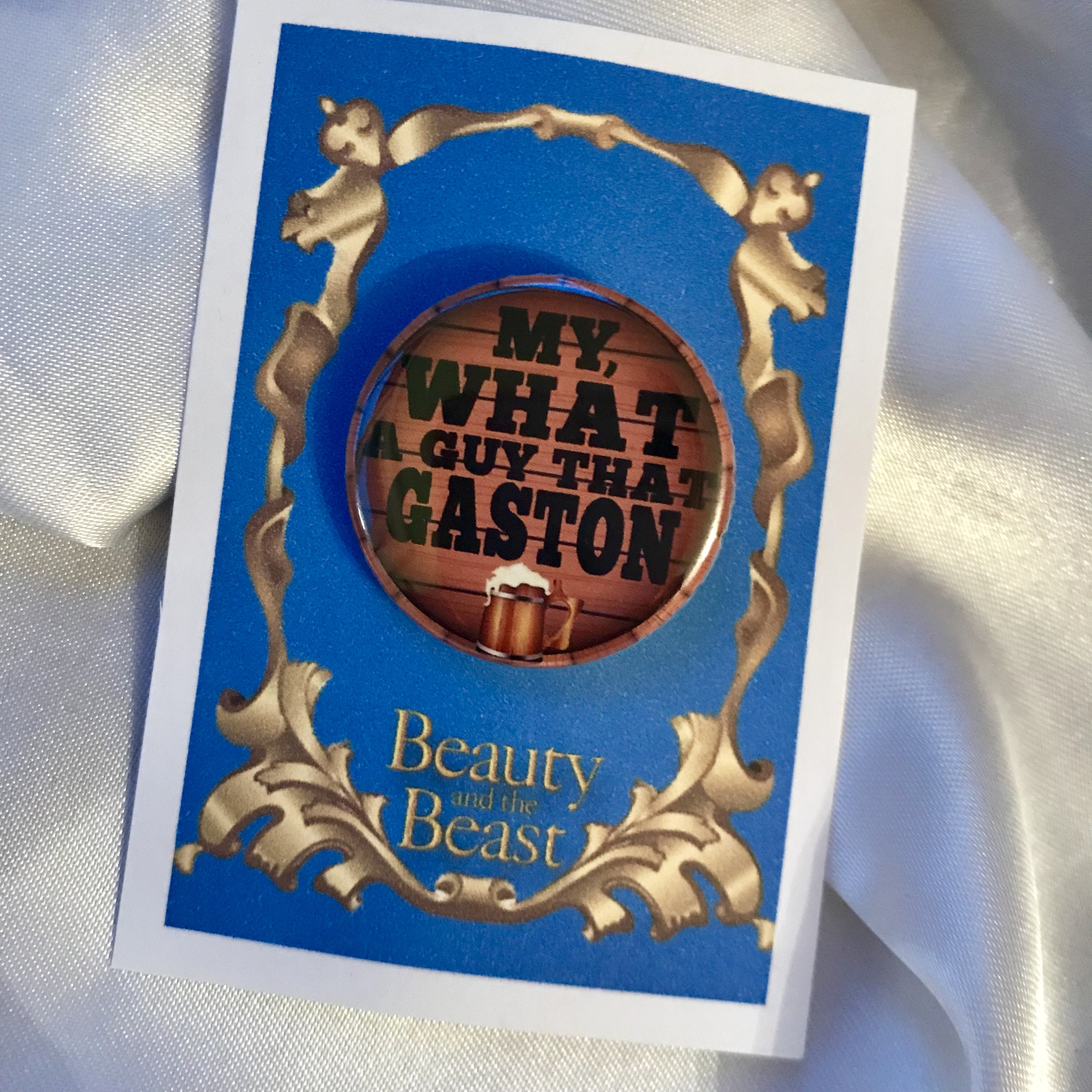 Beauty and the Beast Inspired Gaston Pin, Pinback, Button, Musical ...