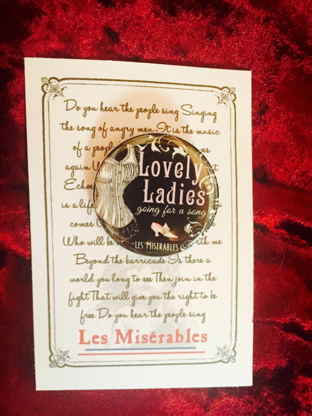 Les Miserables, Lovely Ladies Inspired Pin, Button, Victor Hugo - Etsy