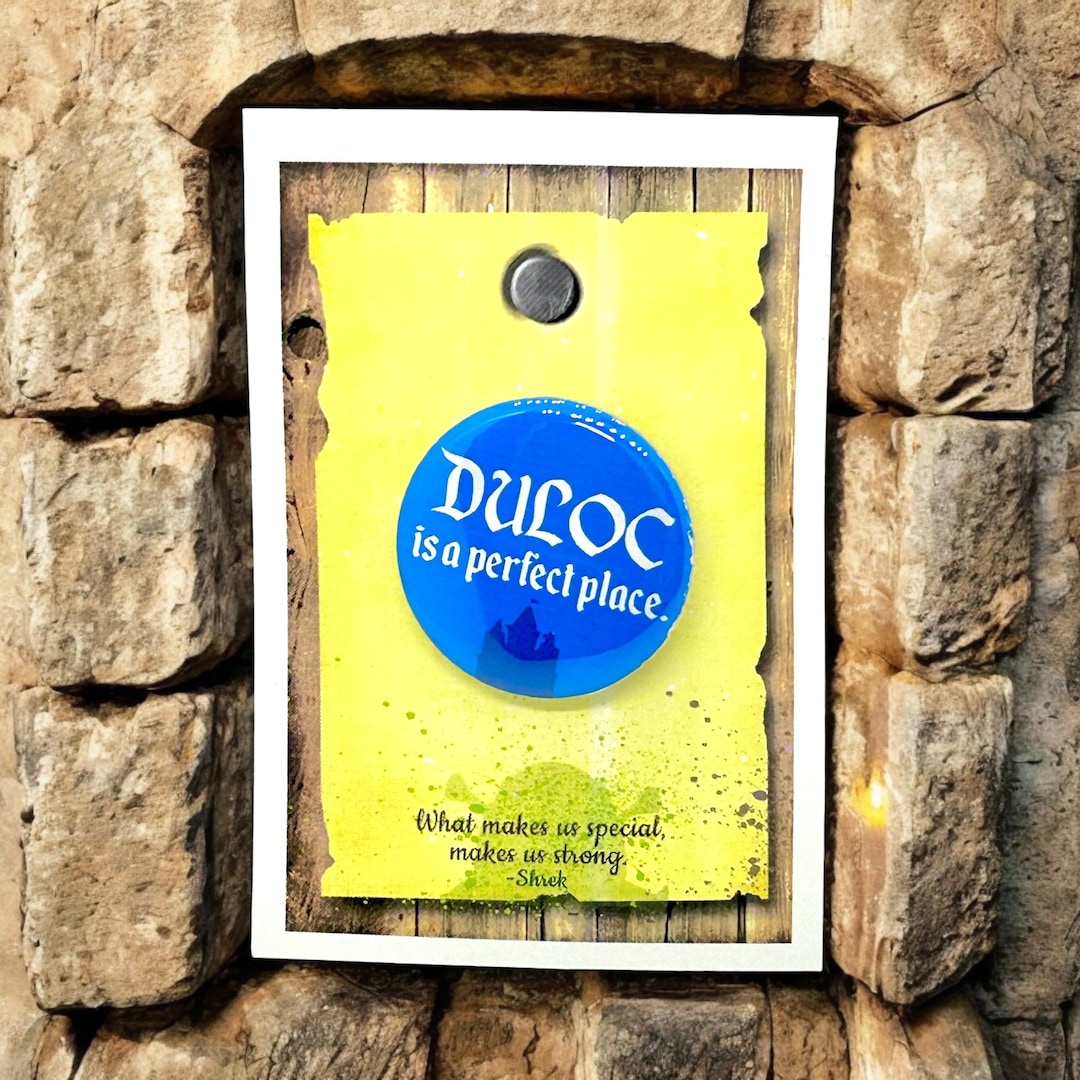 SHREK Musical Inspired Duloc Pin, Magnet, Button, Badge, Fairytale ...