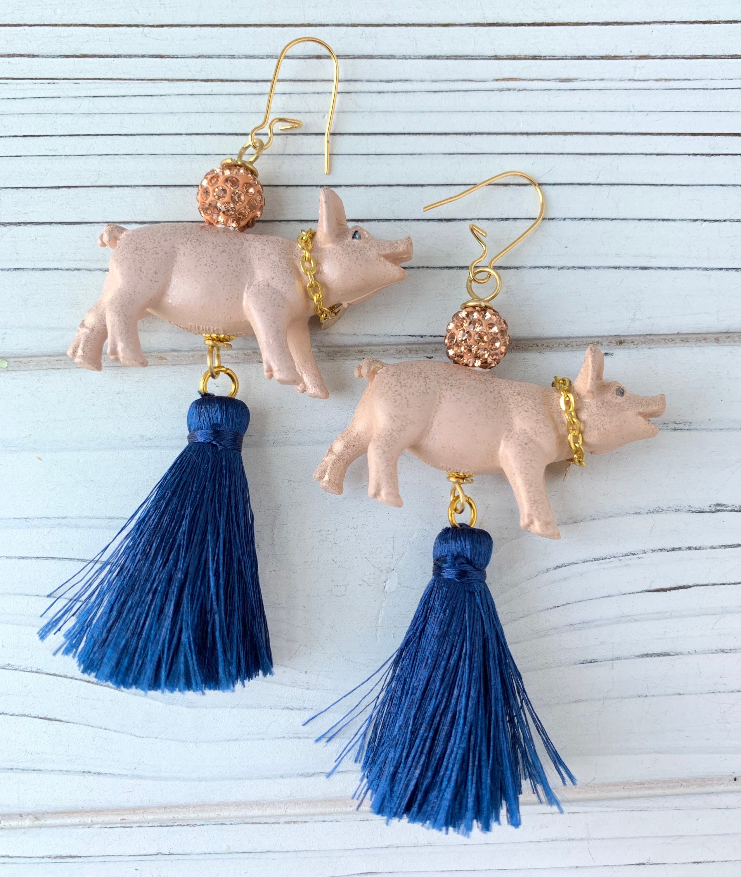 Lenora Dame Wilbur the Pig Tassel Earrings - Etsy