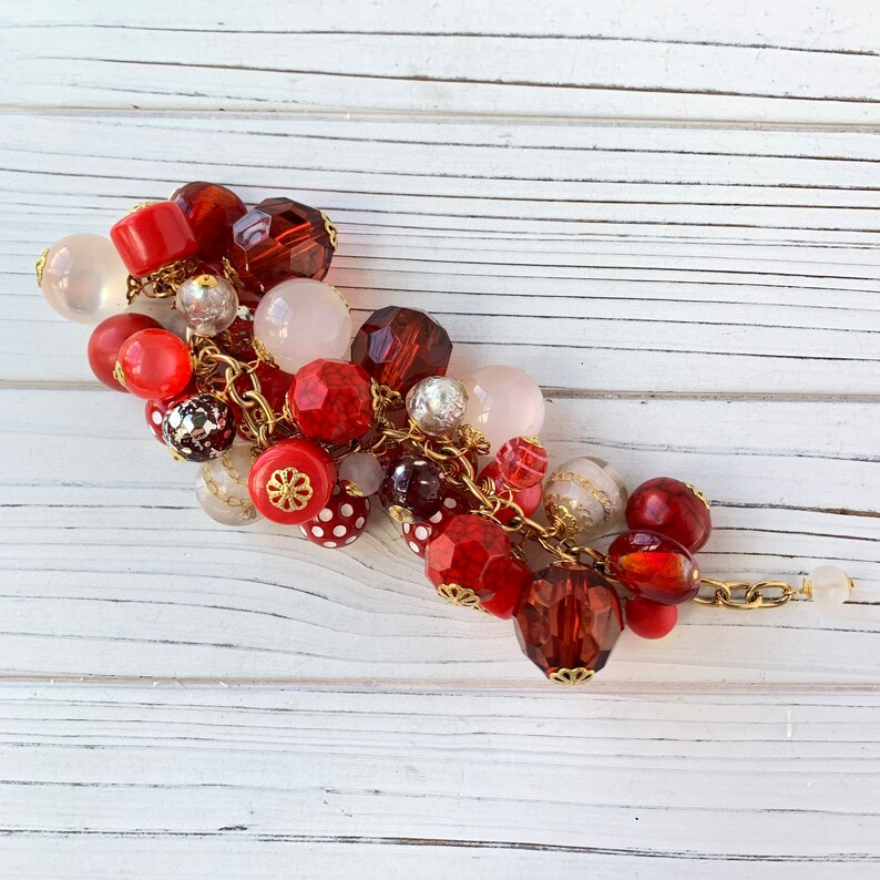 LAST FEW Lenora Dame Red Hot Beaded Charm Bracelet - Etsy