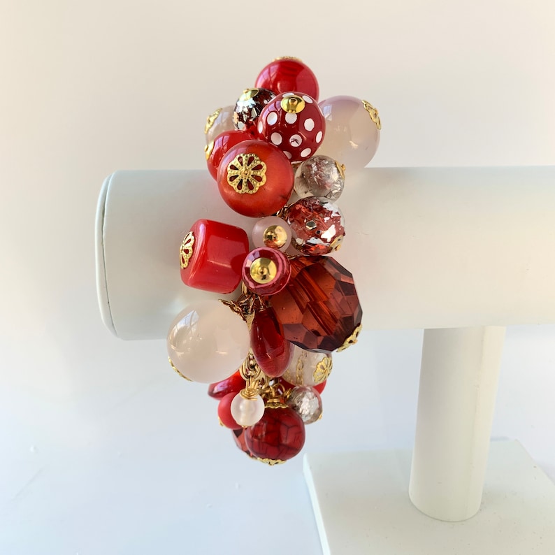 Lenora Dame Red Hot Beaded Charm Bracelet - Etsy