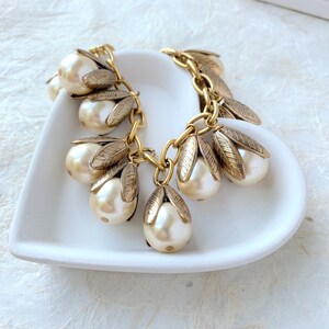 Lenora Dame Classic Bead Cap Charm Bracelet in Cream Pearl - Etsy