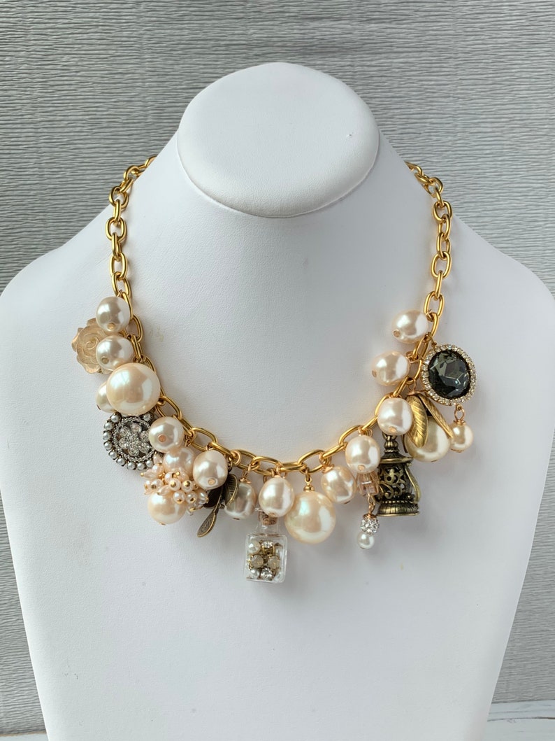 Lenora Dame Classic Pearl Charm Necklace - Etsy