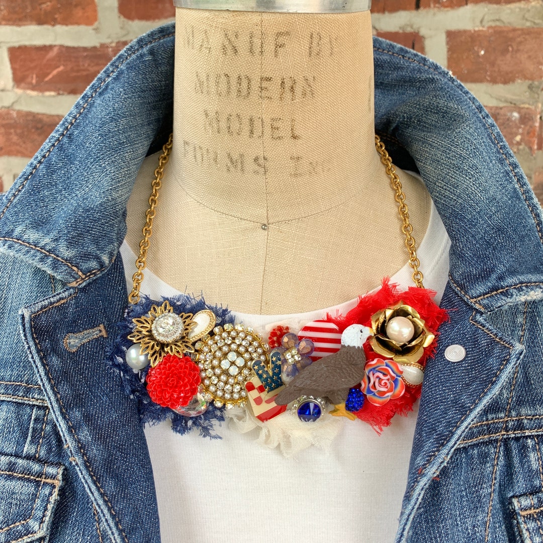 Lenora Dame Bald Eagle Bib Statement Necklace - One-of-a-kind - Etsy