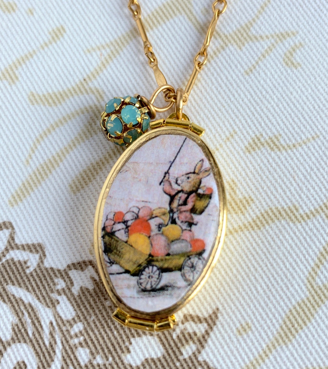 Lenora Dame Easter Bunny Locket Necklace - Etsy
