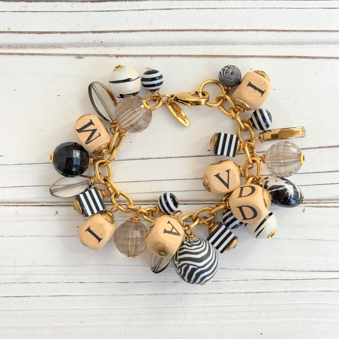 Lenora Dame Chunky Alphabet Bracelet in Zebra Print - Etsy